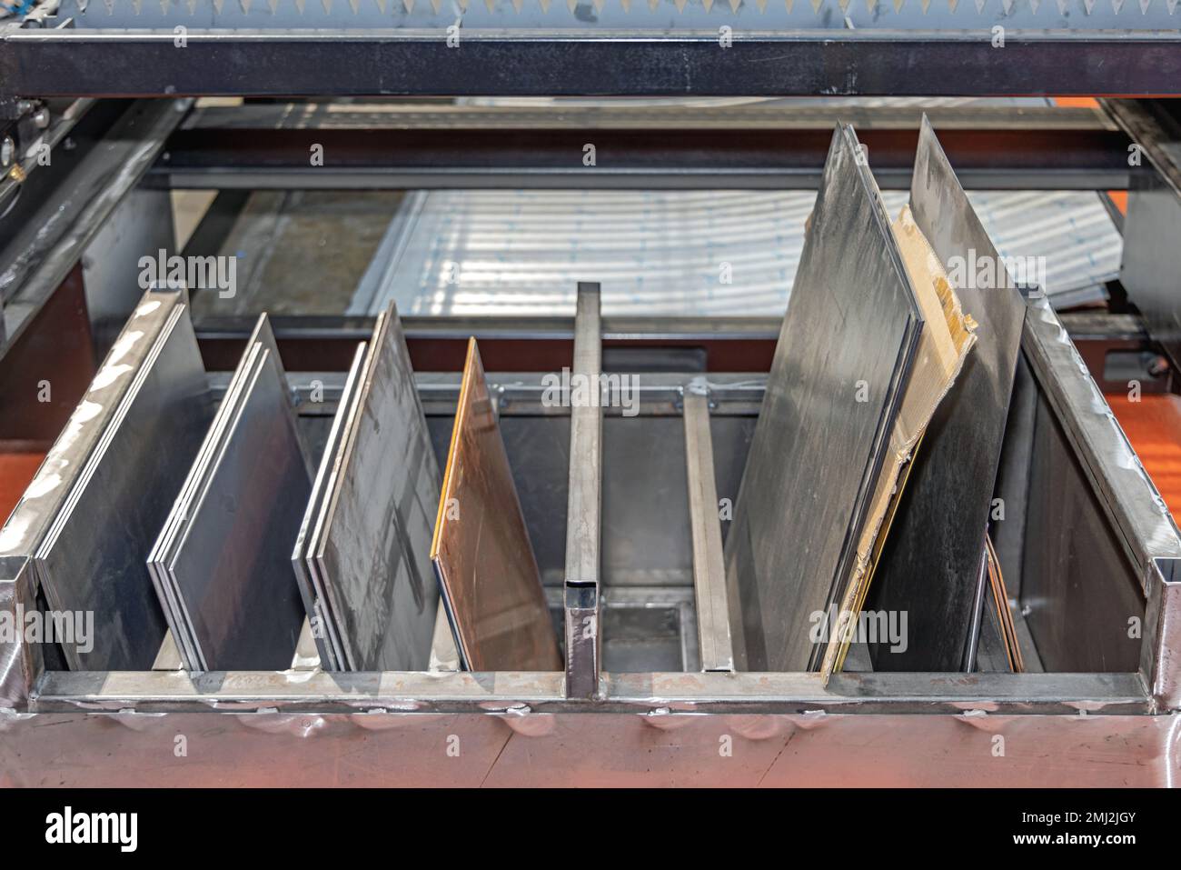 Sheet Material Metal Holder Rack in Workshop Stock Photo - Alamy