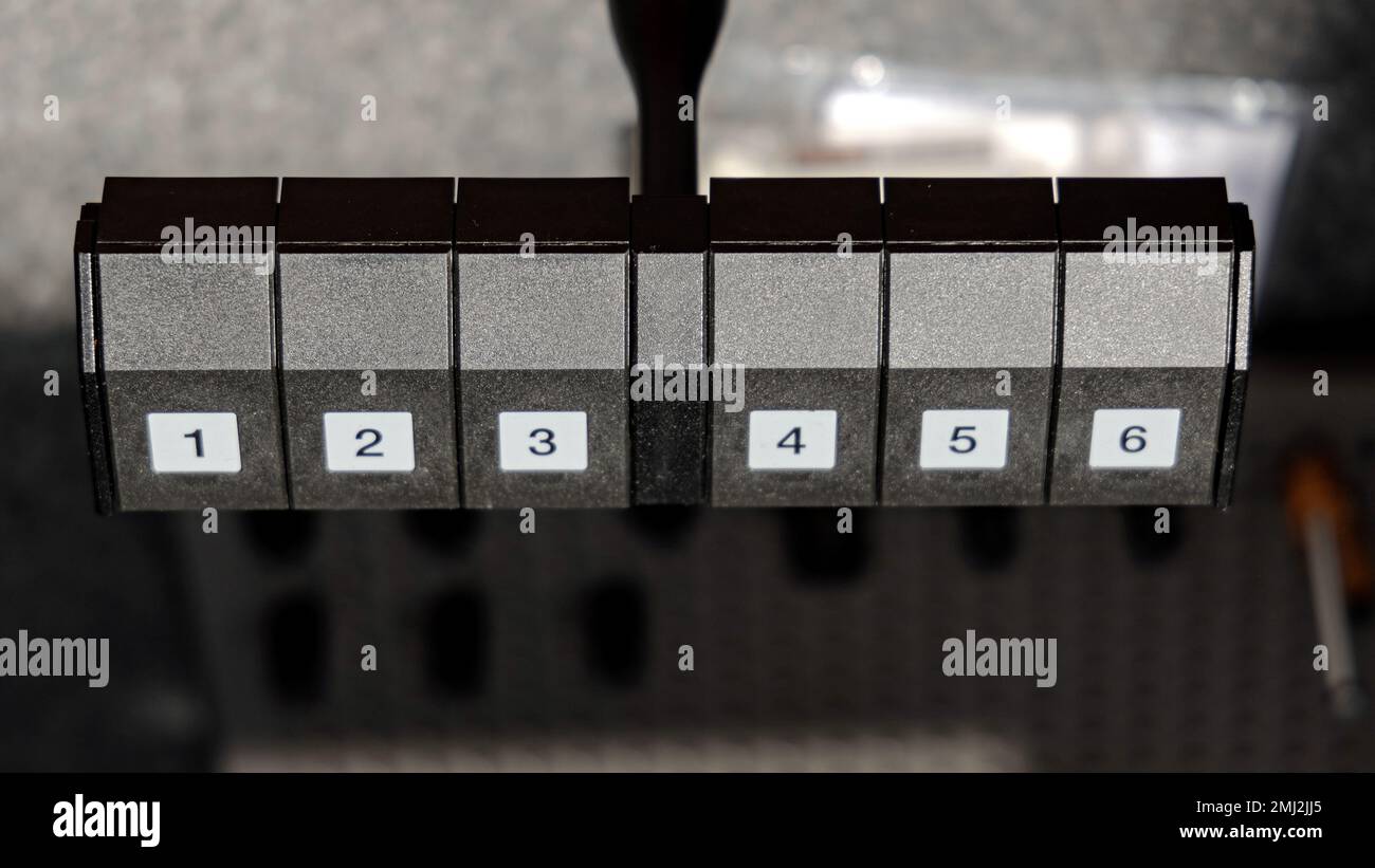 Six Memory Buttons Control Panel Machinery Equipment Stock Photo - Alamy