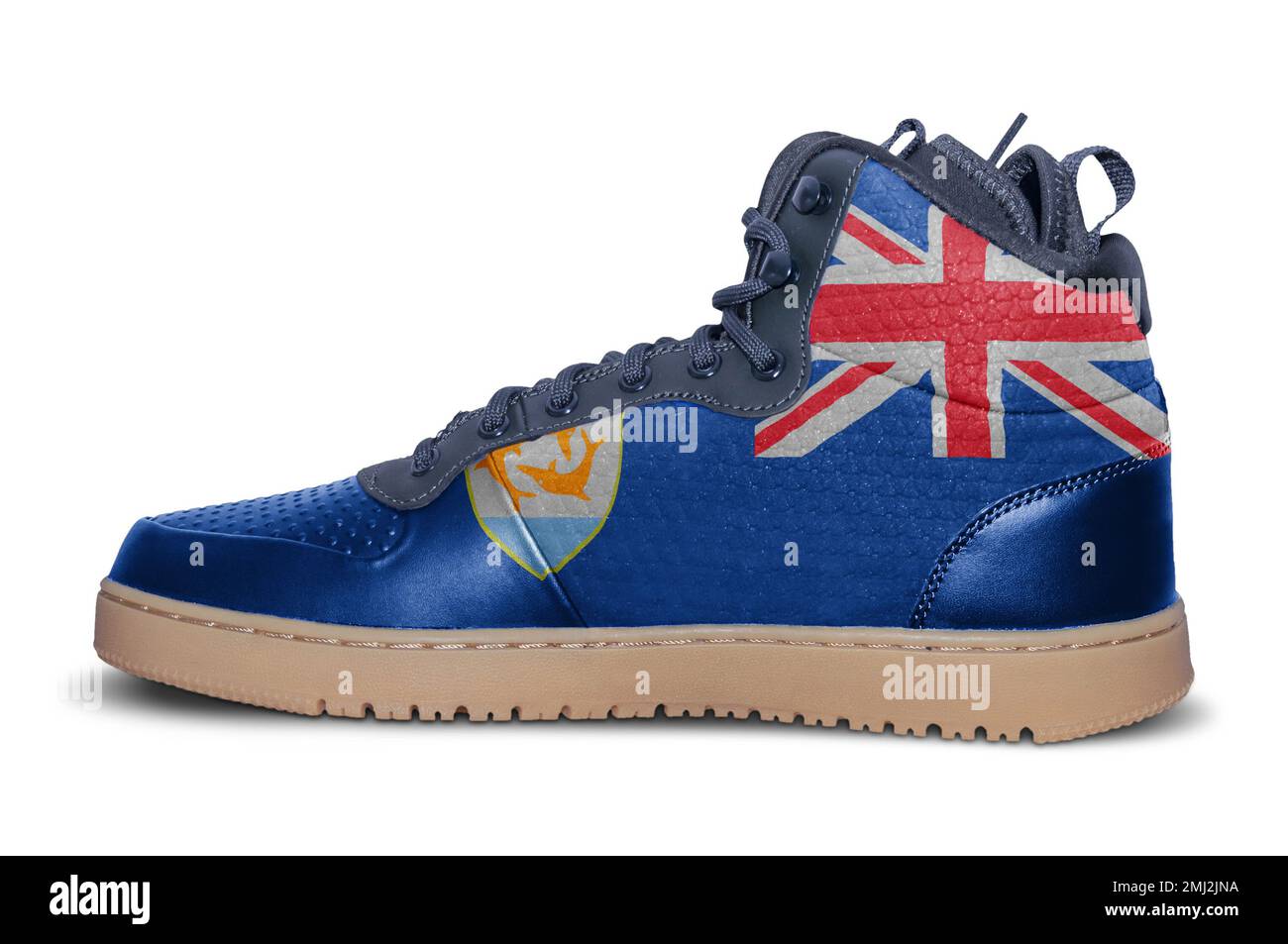 Fashion modern rubber fitnes snickers with flag of Anguilla isolated on ...