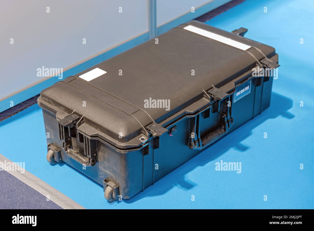 Big Black Hard Case For Equipment Protection With Wheels Stock Photo ...