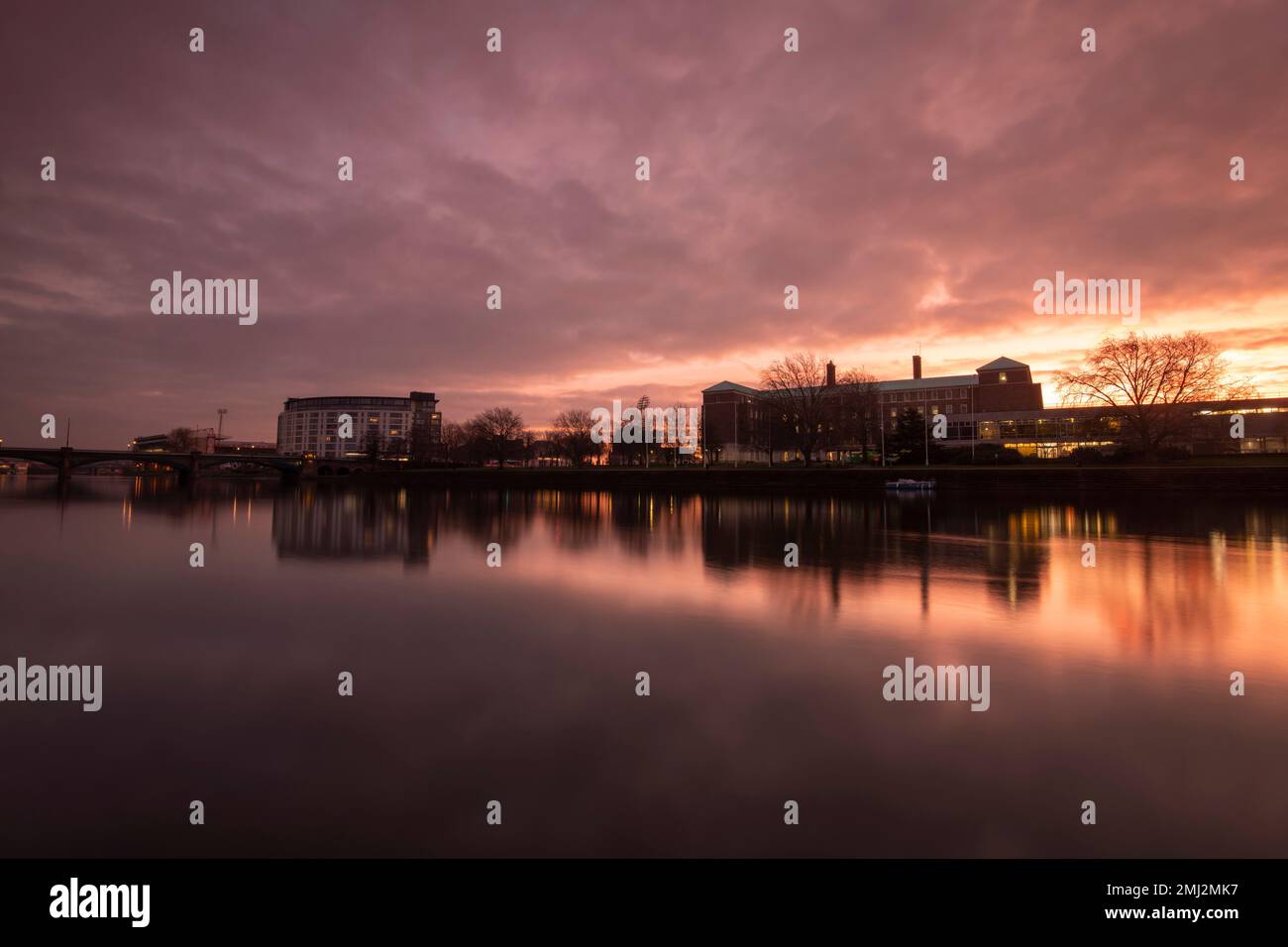 Sunrise on the River Trent at County Hall, Nottingham Nottinghamshire ...