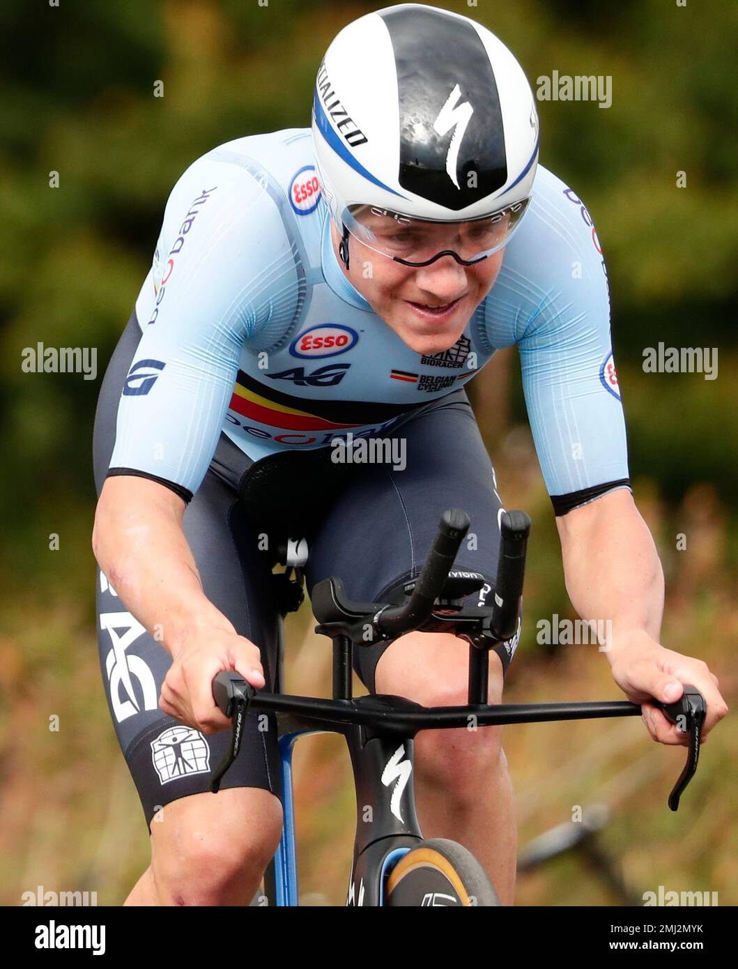 Belgium's Remco Evenepoel competes on his way to clinch the silver ...