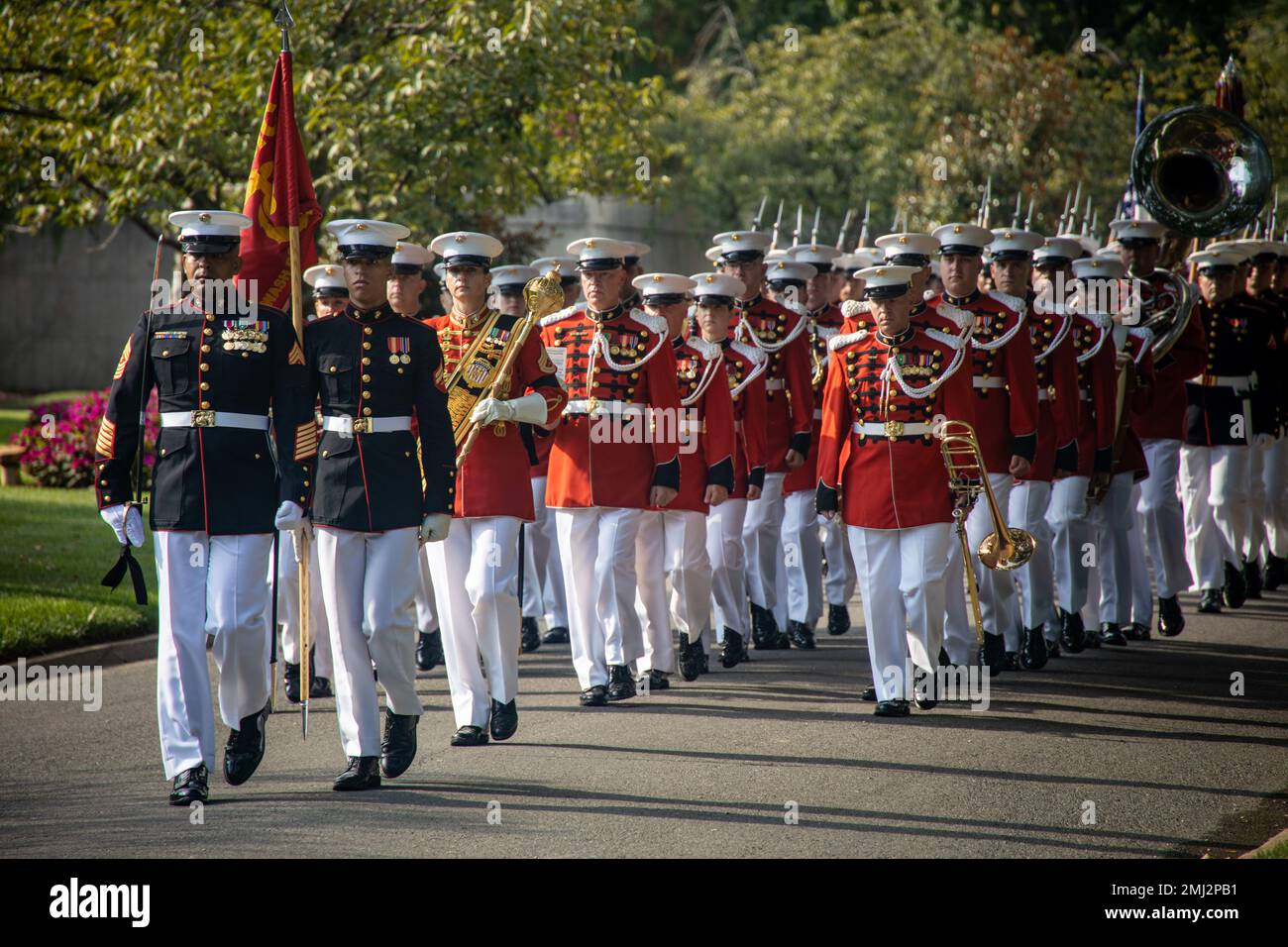 Marines with Marine Barracks Washington march during a full honors ...
