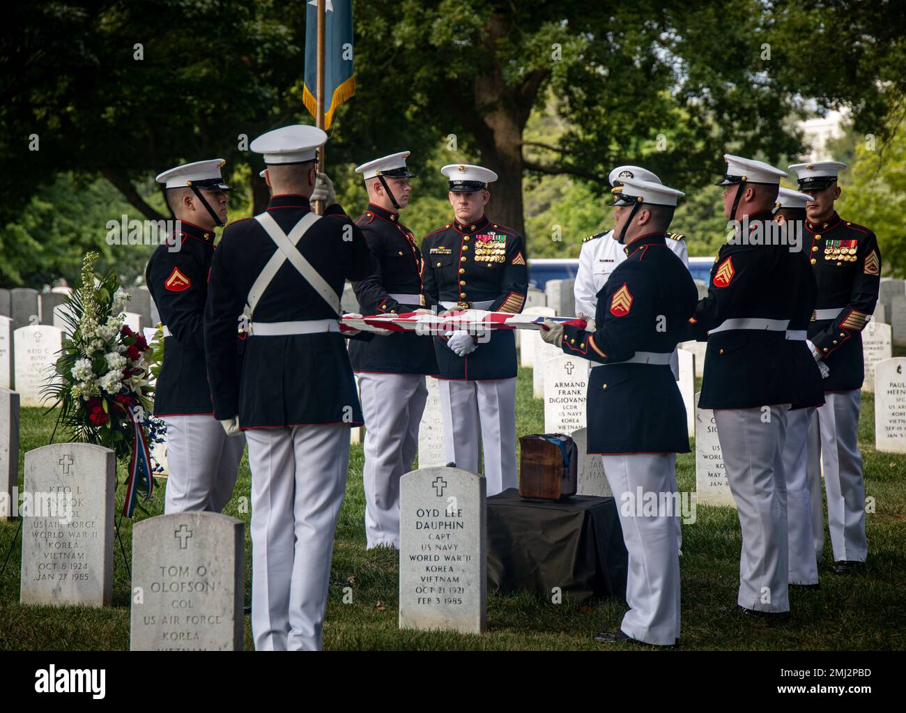 Body Bearers with Bravo Company, Marine Barracks Washington, prepare to ...