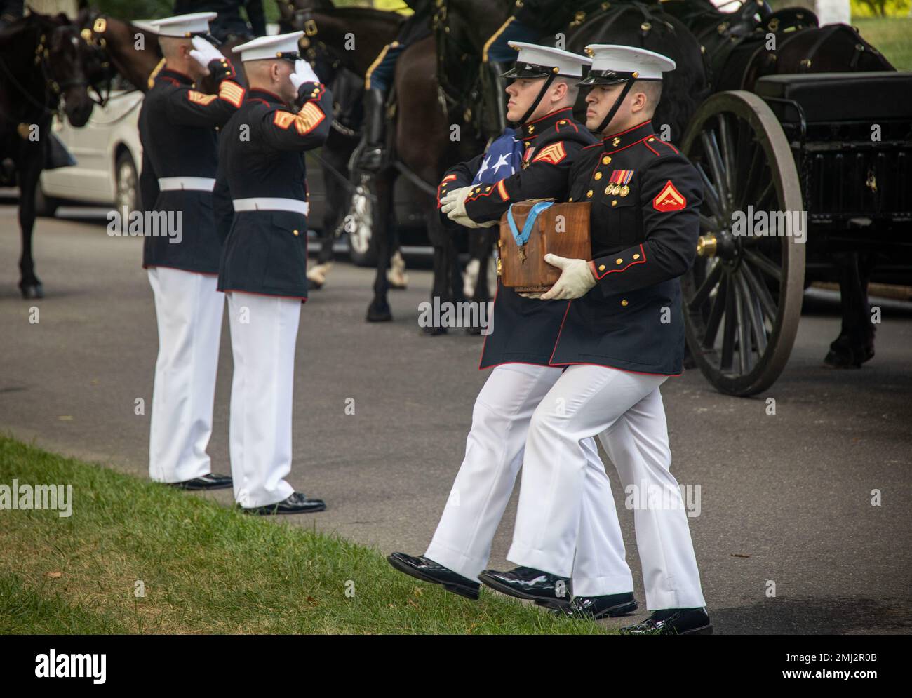 Body Bearers with Bravo Company, Marine Barracks Washington, carry the ...