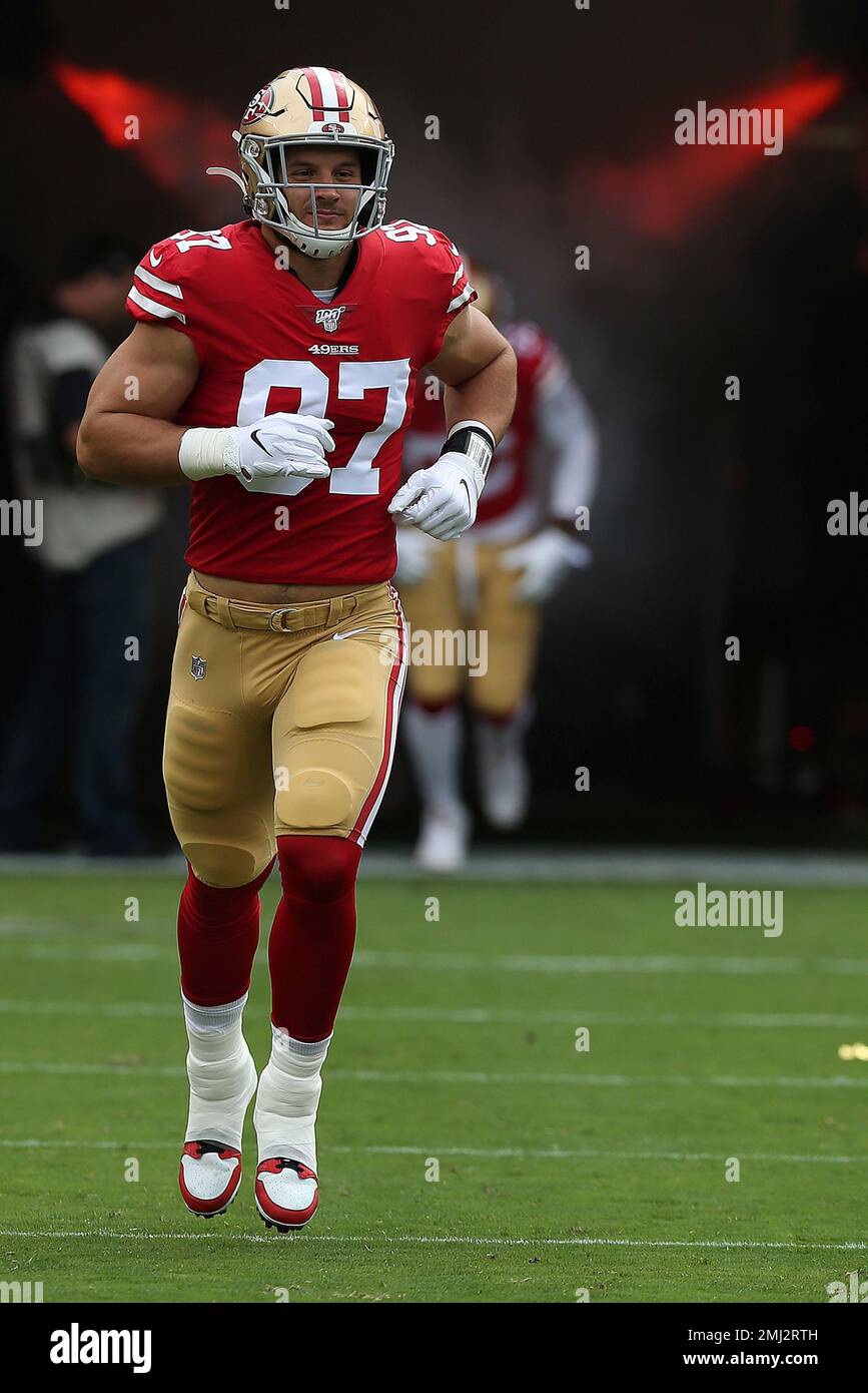 San Francisco 49ers linebacker Nick Bosa enters the field prior to a ...