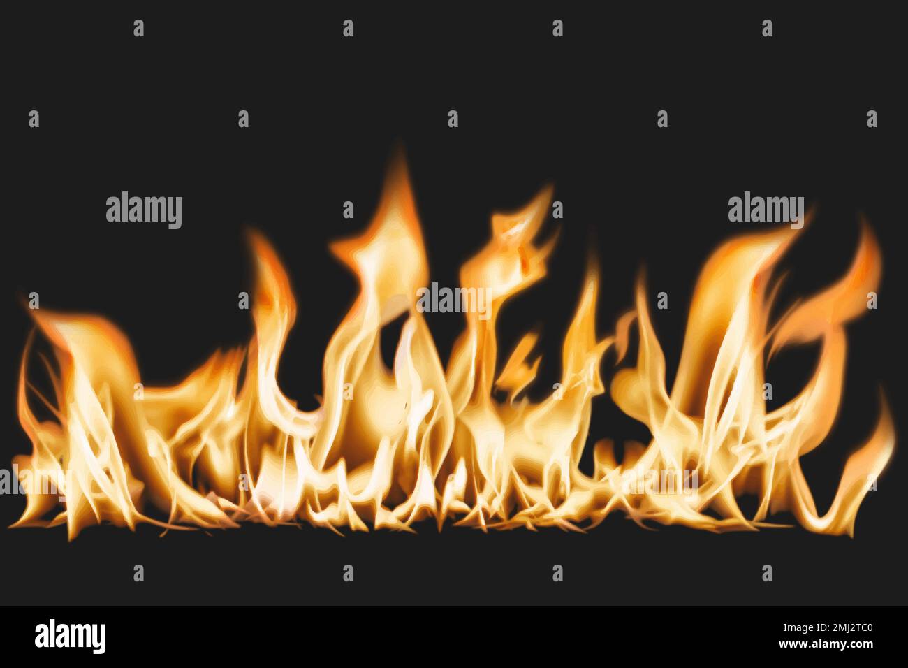 Burning flame border sticker, realistic fire image vector Stock Vector ...
