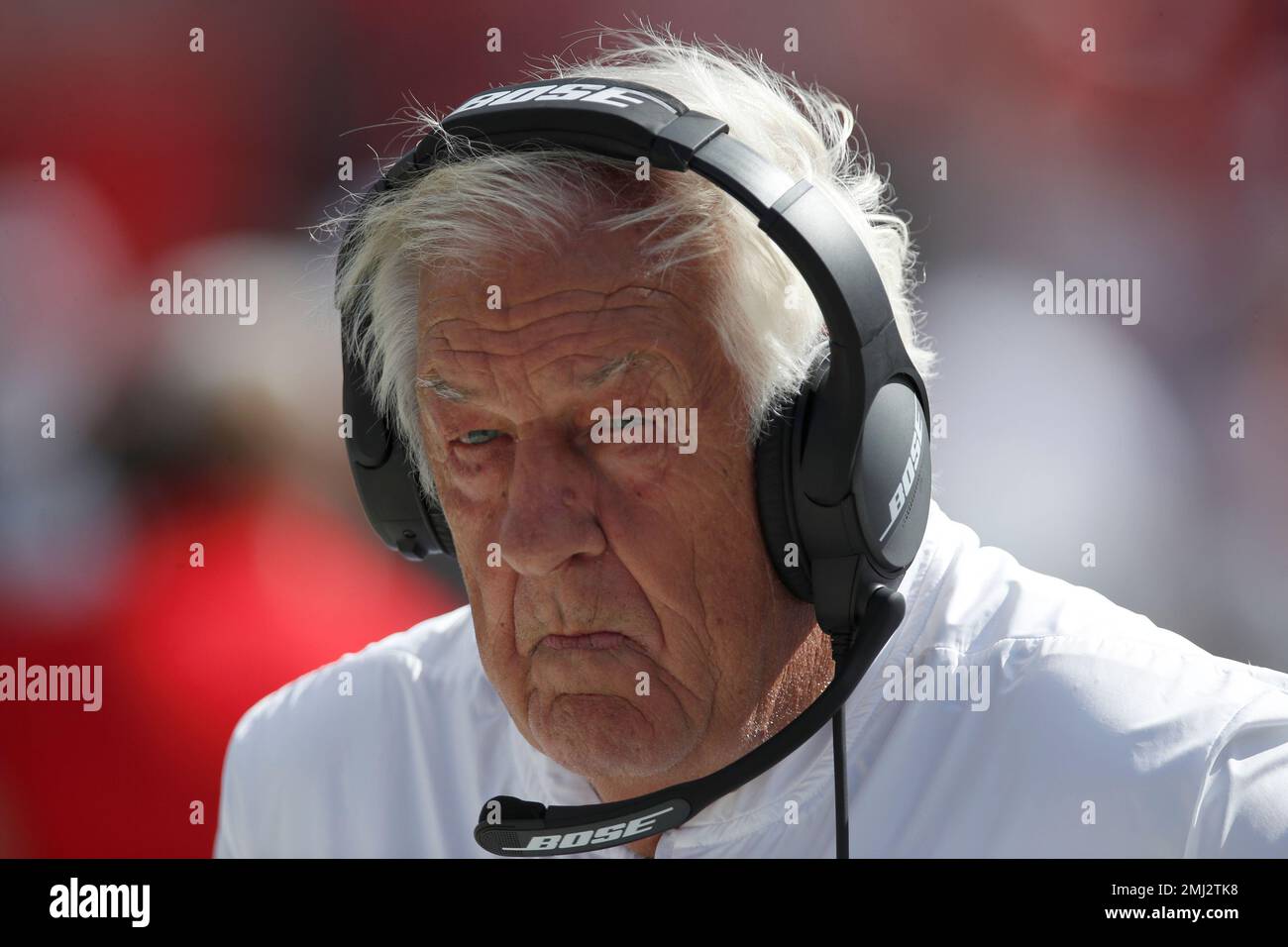 NFL assistant coach Tom Moore works the sidelines before an NFL ...