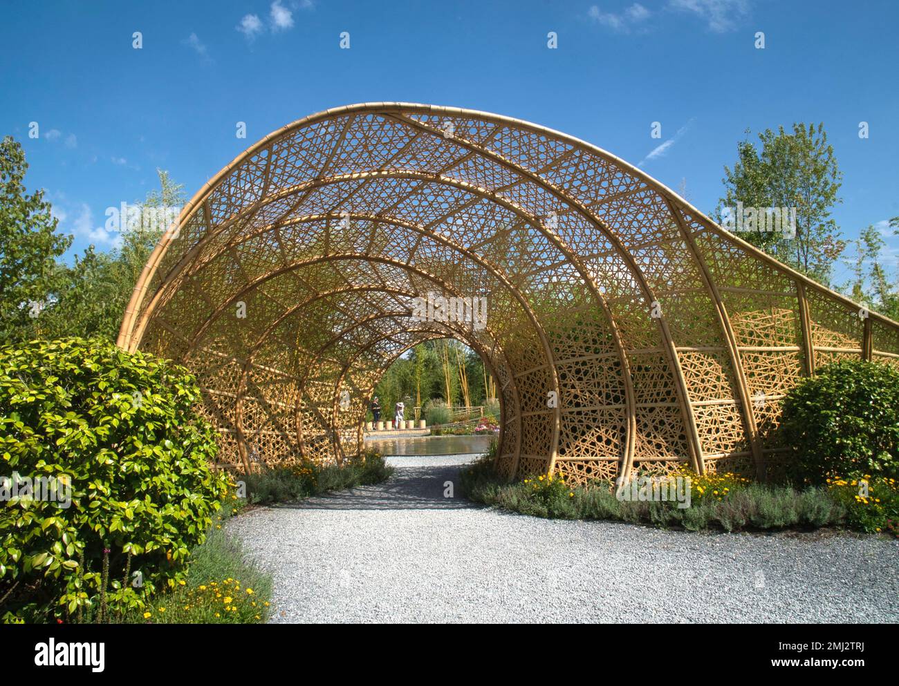 Bamboo arched entrance to the China Pavilion at the Floriade Expo ...