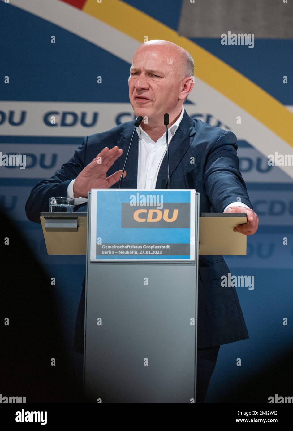 Berlin, Germany. 27th Jan, 2023. Kai Wegner, top candidate for the CDU ...