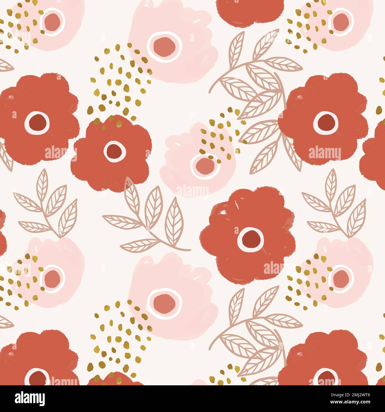 Red and pink doodle flower pattern vector Stock Vector Image & Art - Alamy