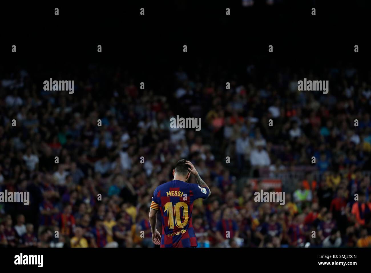 Barcelona's Lionel Messi walks on the pitch during the Spanish La Liga ...