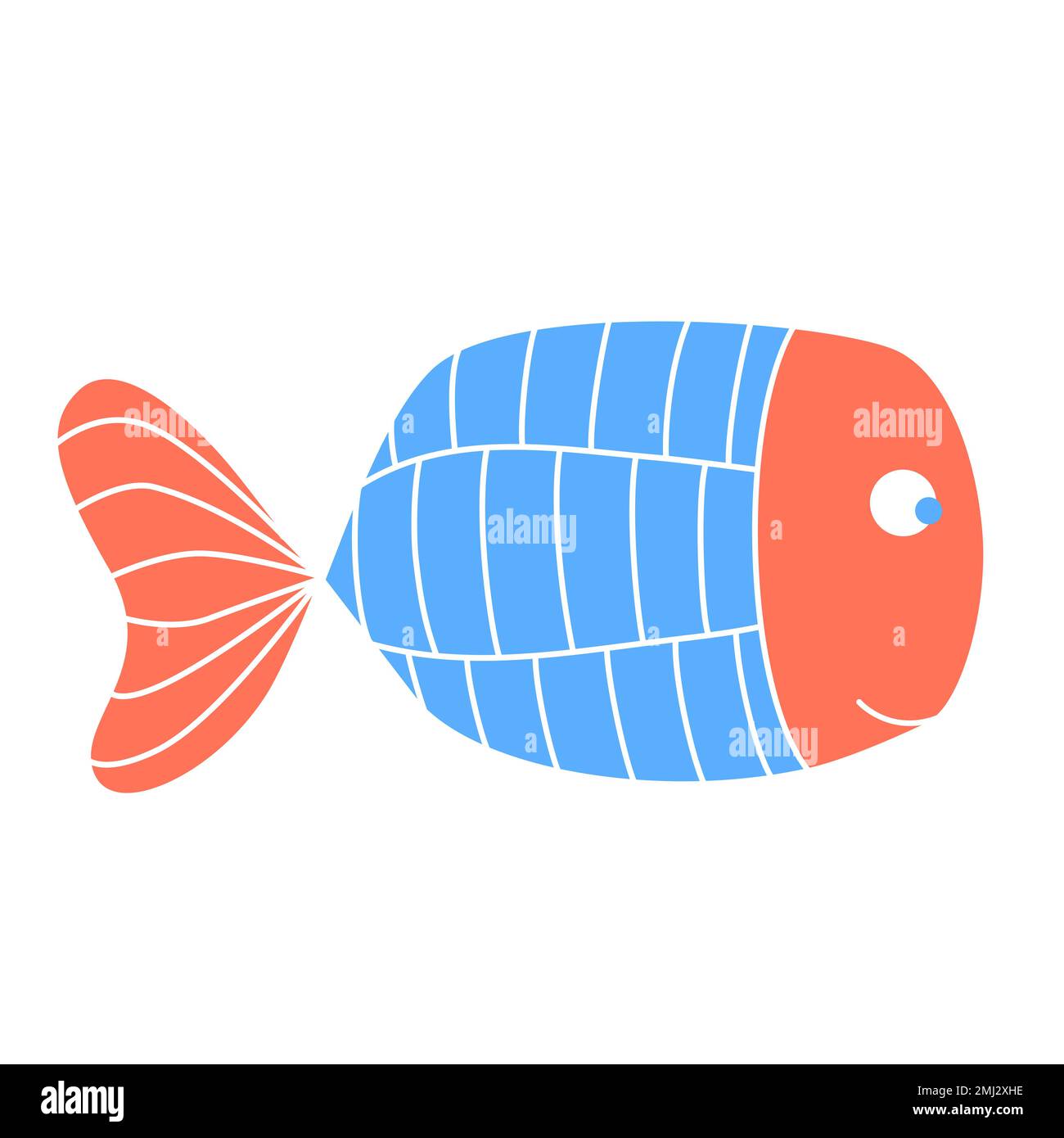 Funny aquarium fish character. Abstract hand drawn fish with high front ...