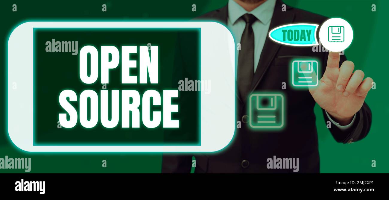 Text caption presenting Open Source, Business approach denoting ... Text caption presenting Open Source, Business approach denoting ...