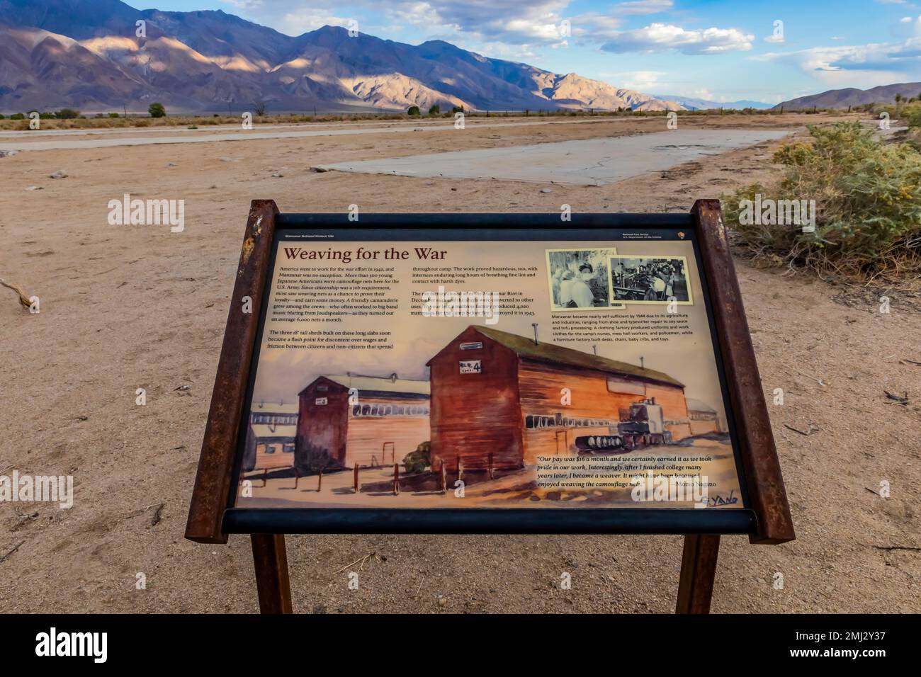 Location of buildings where internees wove camouflage nets for US Army ...
