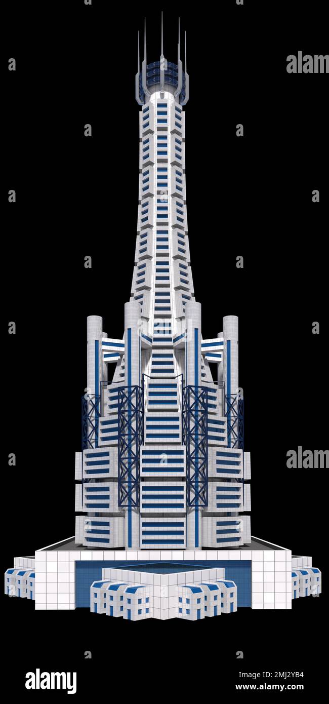 Futuristic city skyscraper architecture rendered with the isolation ...