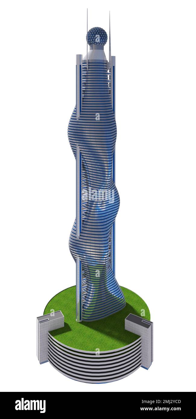 Futuristic city architecture rendered with the isolation path included ...