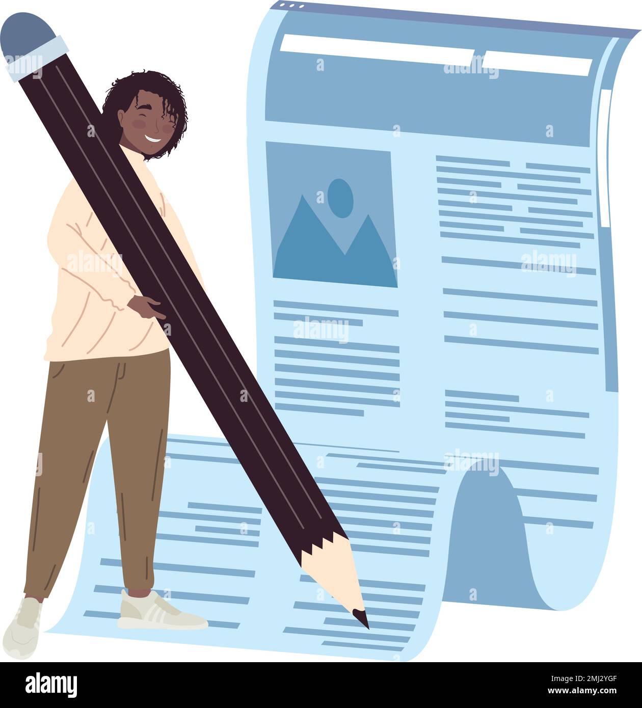 Woman writing blog Stock Vector Images - Alamy