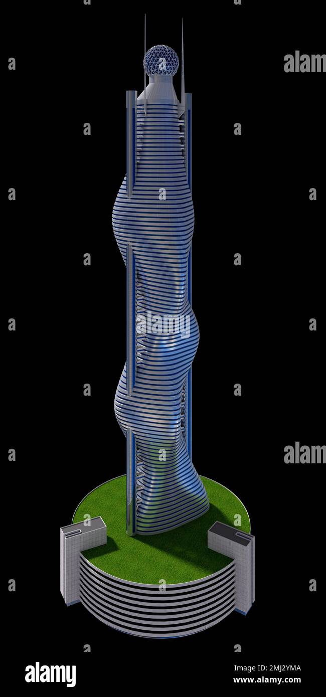 Futuristic city architecture rendered with the isolation path included ...