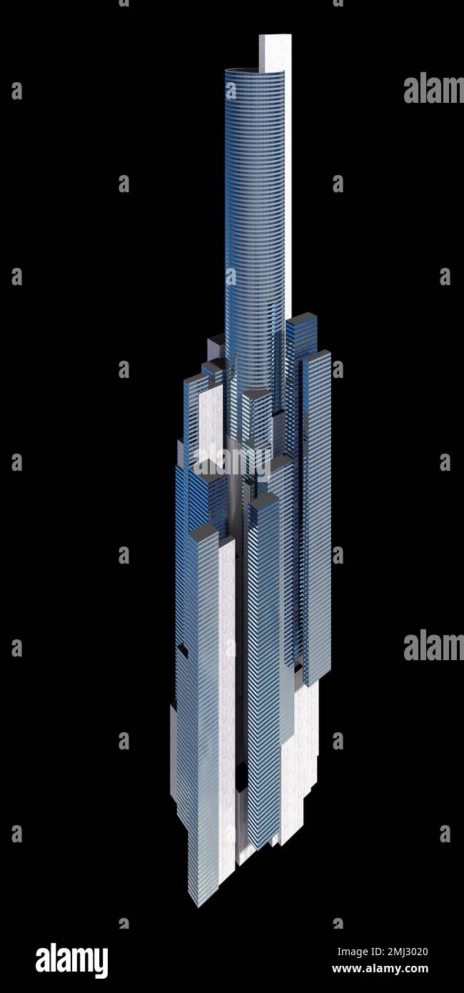 Futuristic city architecture rendered with the isolation path included ...