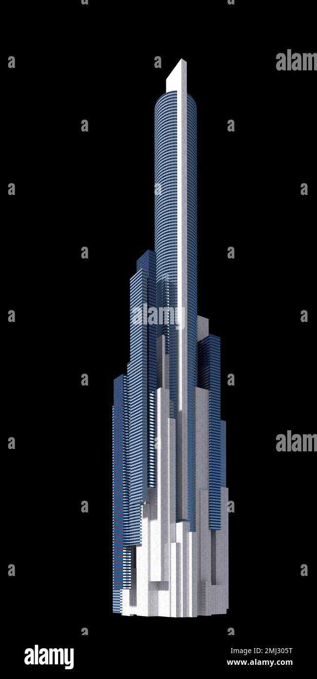 Futuristic city high-rise architecture rendered with the isolation path ...