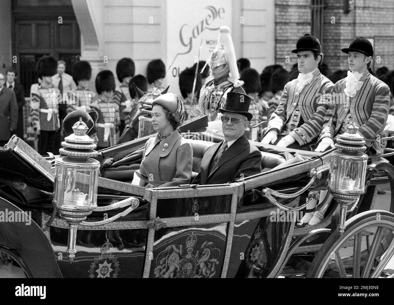 President Ernesto Geisel of Brazil drives in an open carriage with ...