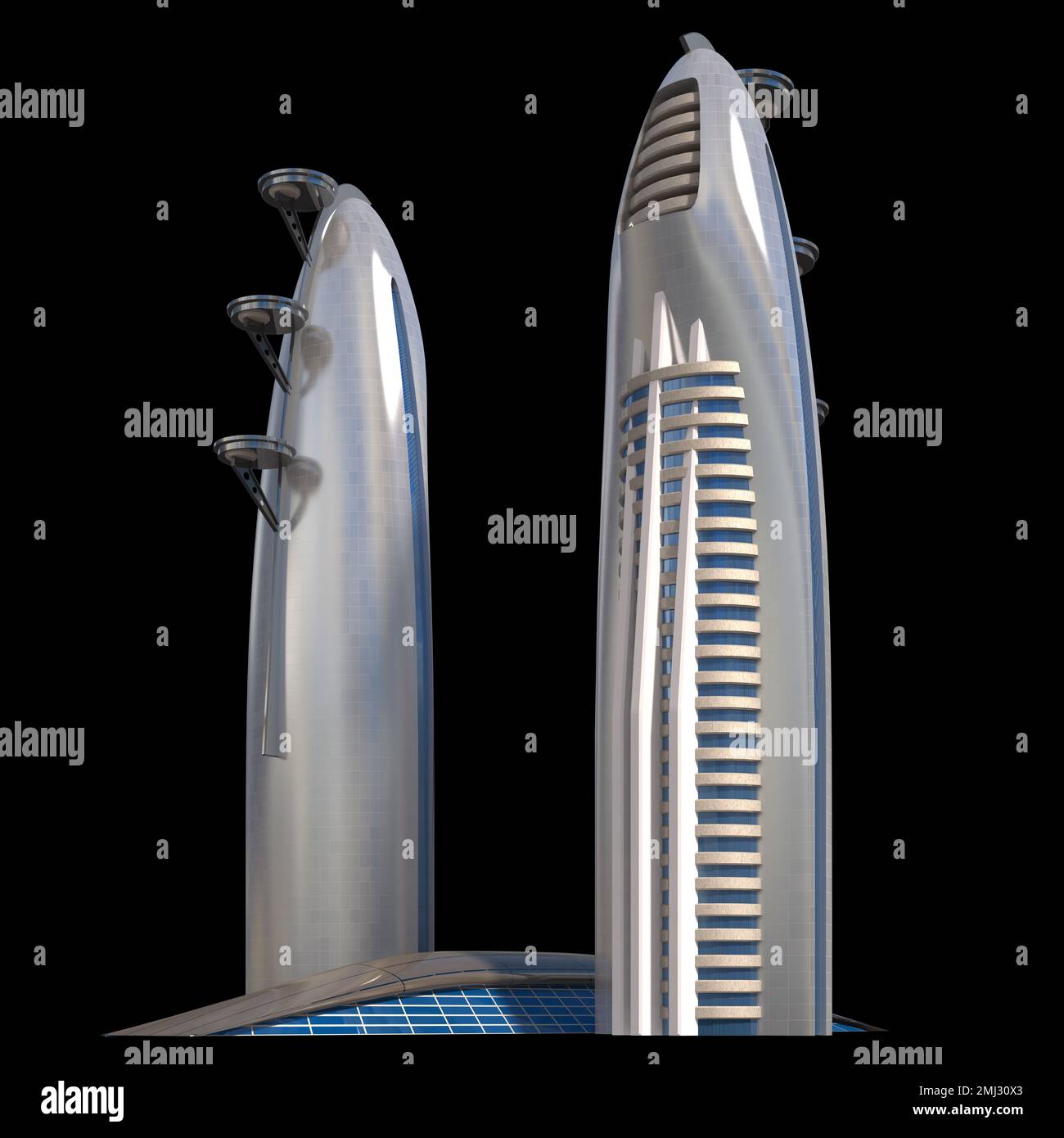 Futuristic city high-rise architecture rendered with the isolation path ...
