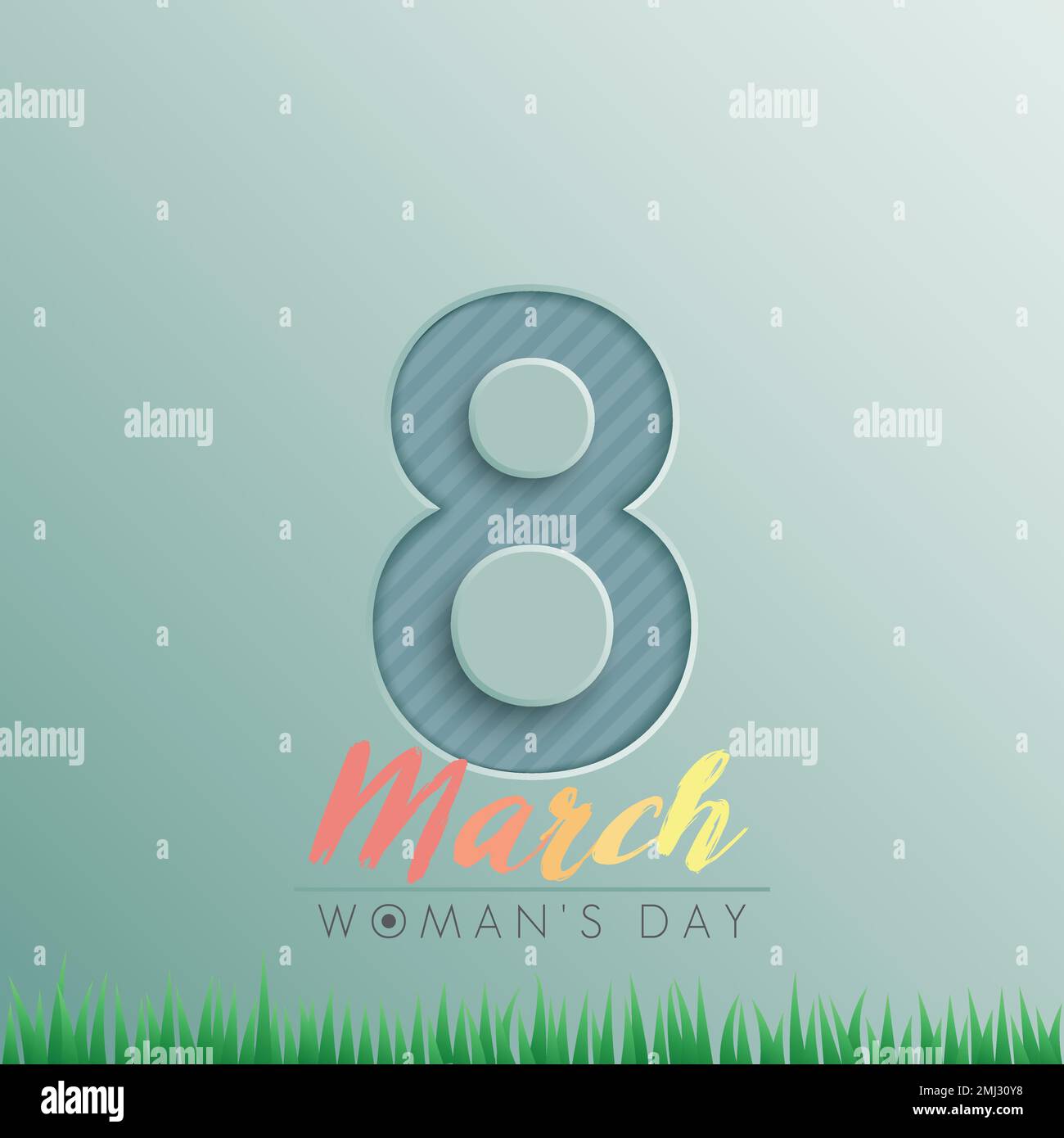 8 March greeting card for International Womens Day. 3d paper cut number ...