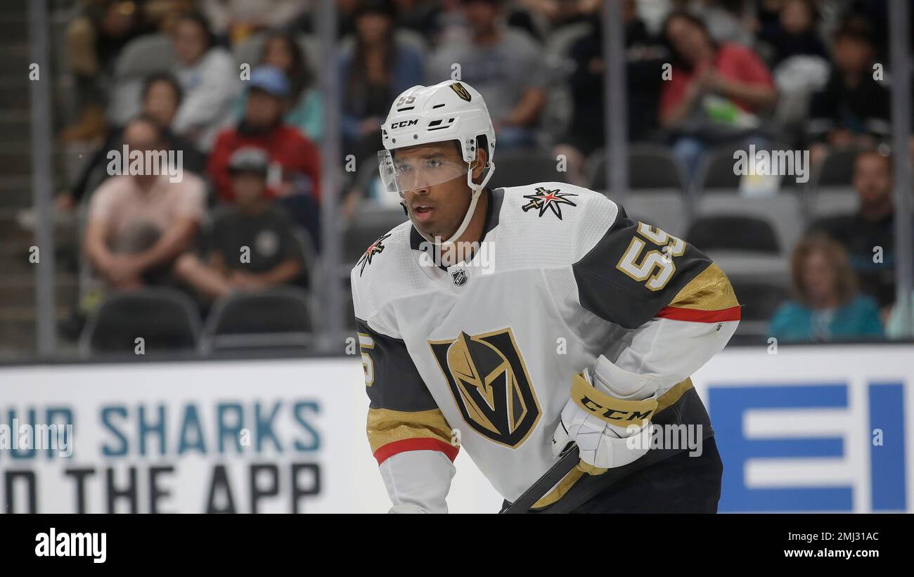 Vegas Golden Knights right wing Keegan Kolesar (55) against the San ...