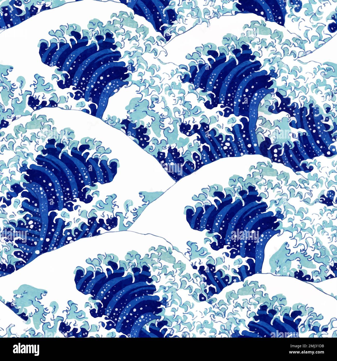 Japanese blue wave pattern vector, remix of artwork by Watanabe Seitei ...