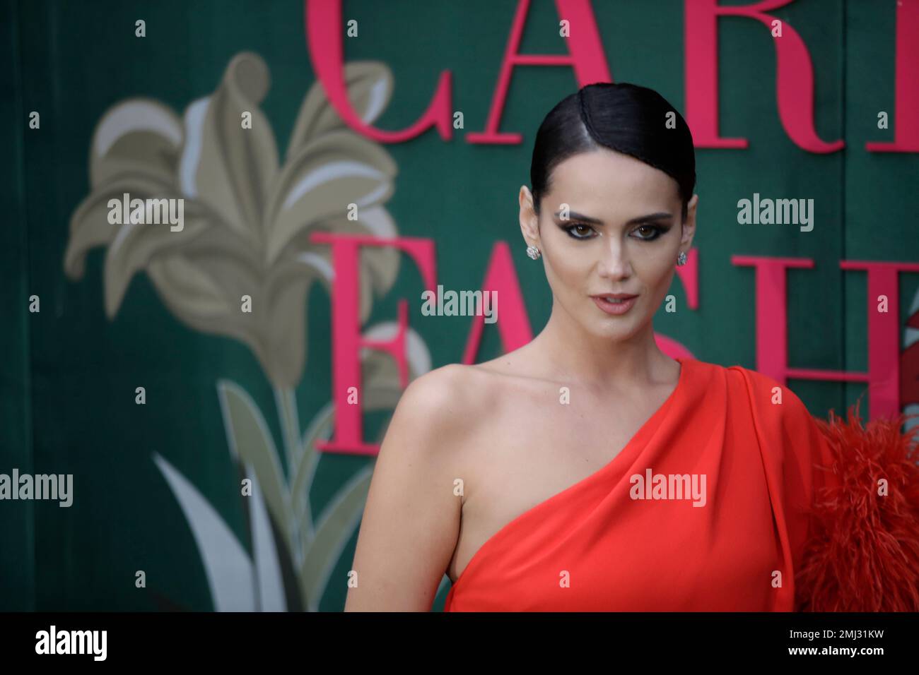Catherine Poulain upon her arrival at the Green Carpet Fashion Awards in Milan, Italy, Sunday ...