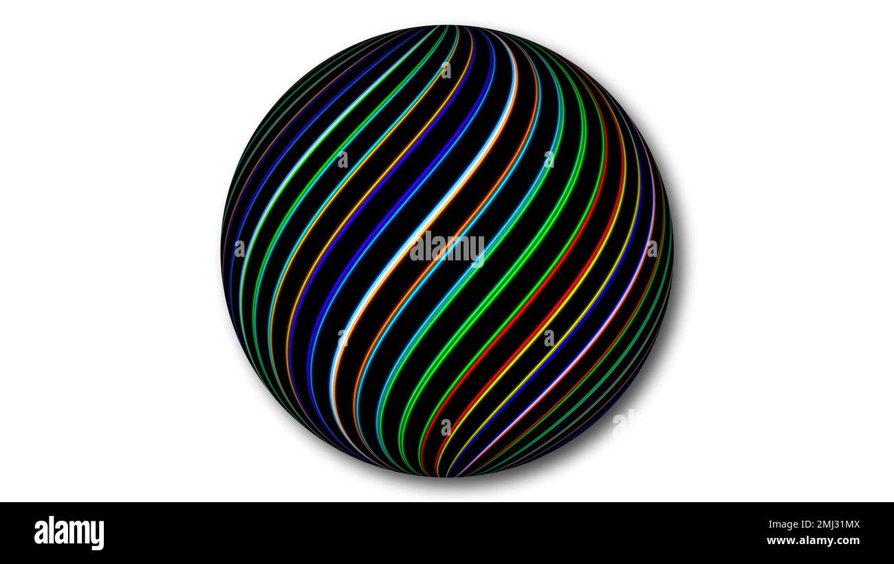 Abstract colorful sphere isolate on white. Stripy color abstract sphere ...
