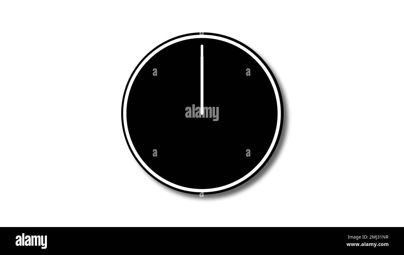 Beautiful 2d flat clock with gradient cyan background. Black and white ...