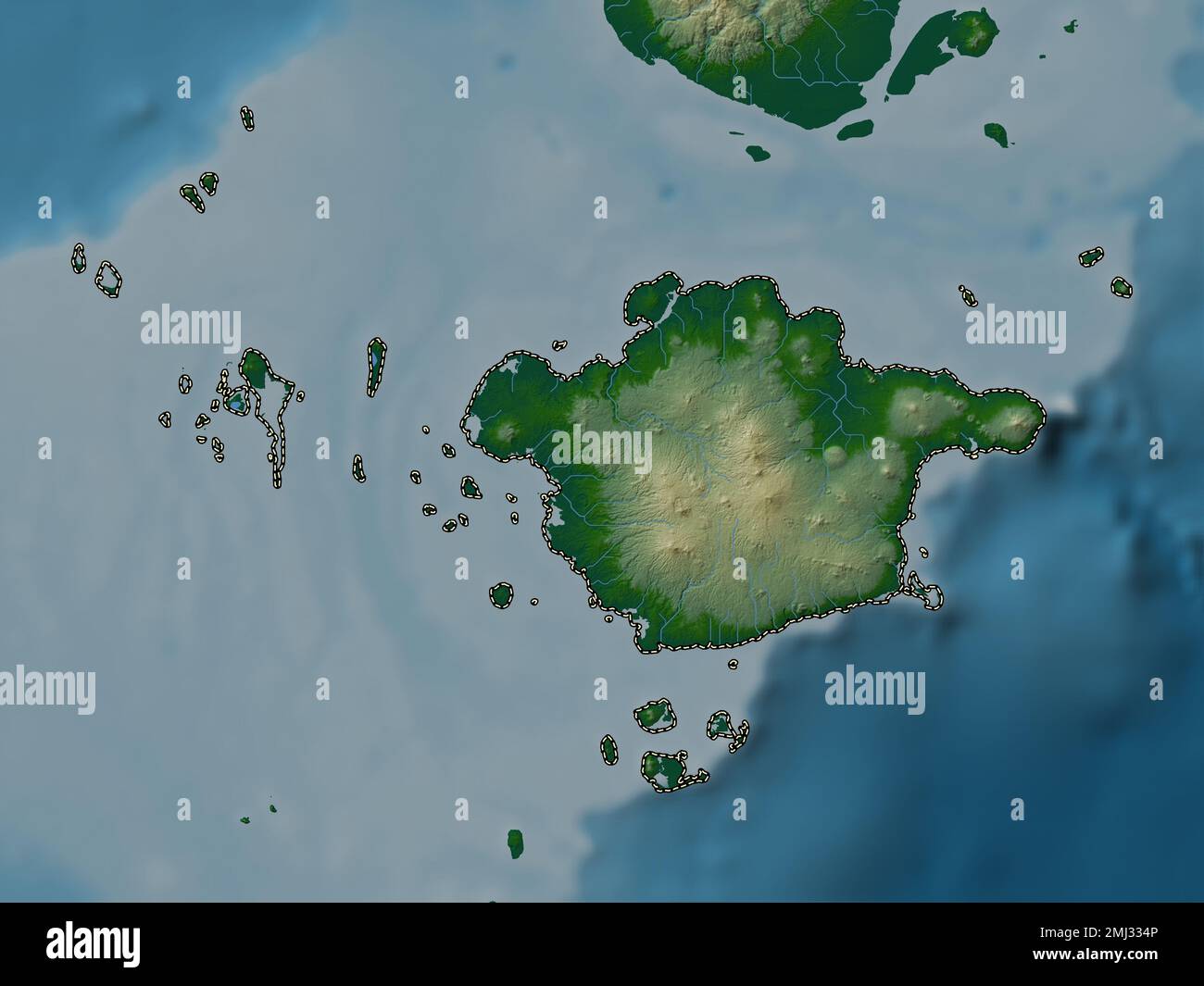 Basilan, province of Philippines. Colored elevation map with lakes and ...