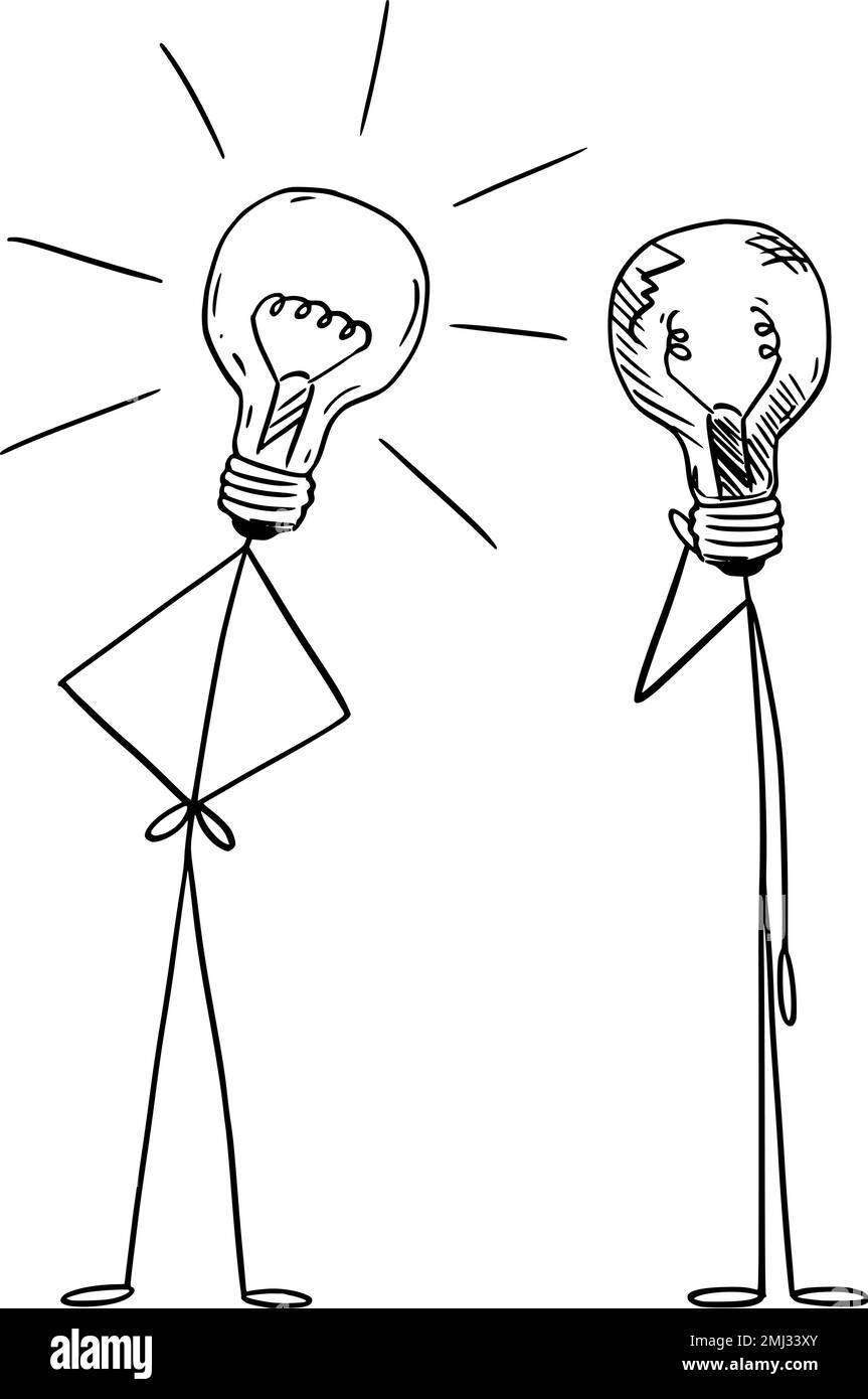 Problem of Thinking and Creativity, Vector Cartoon Stick Figure ...