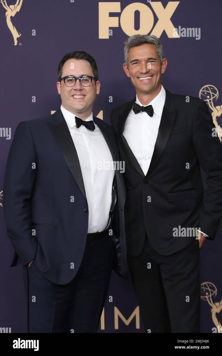 Joe Farrell, left, and Mike Farah arrive at the 71st Primetime Emmy ...