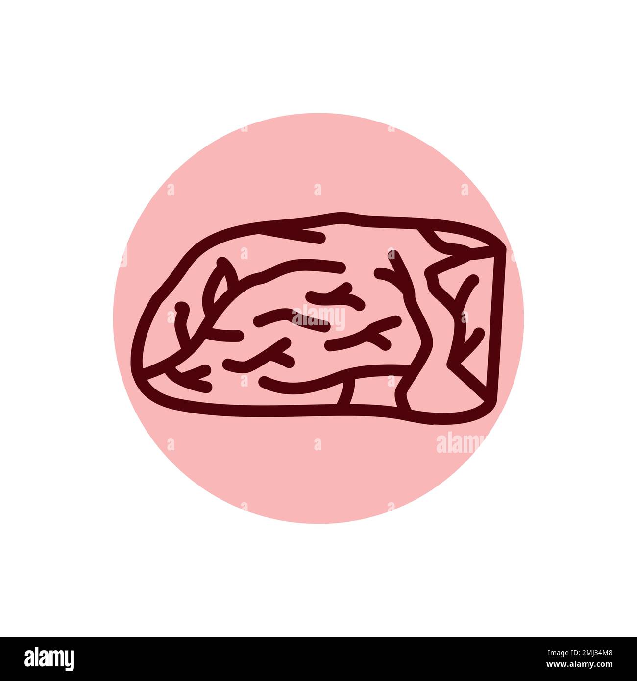 Roast beef color line icon. Cutting meat. Pictogram for web page ...