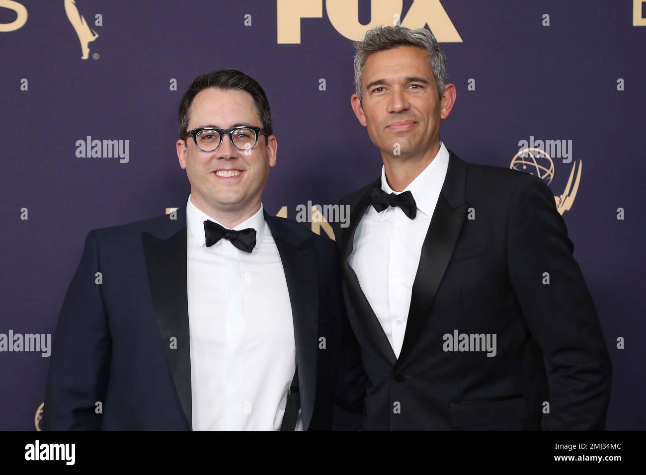 Joe Farrell, left, and Mike Farah arrive at the 71st Primetime Emmy ...