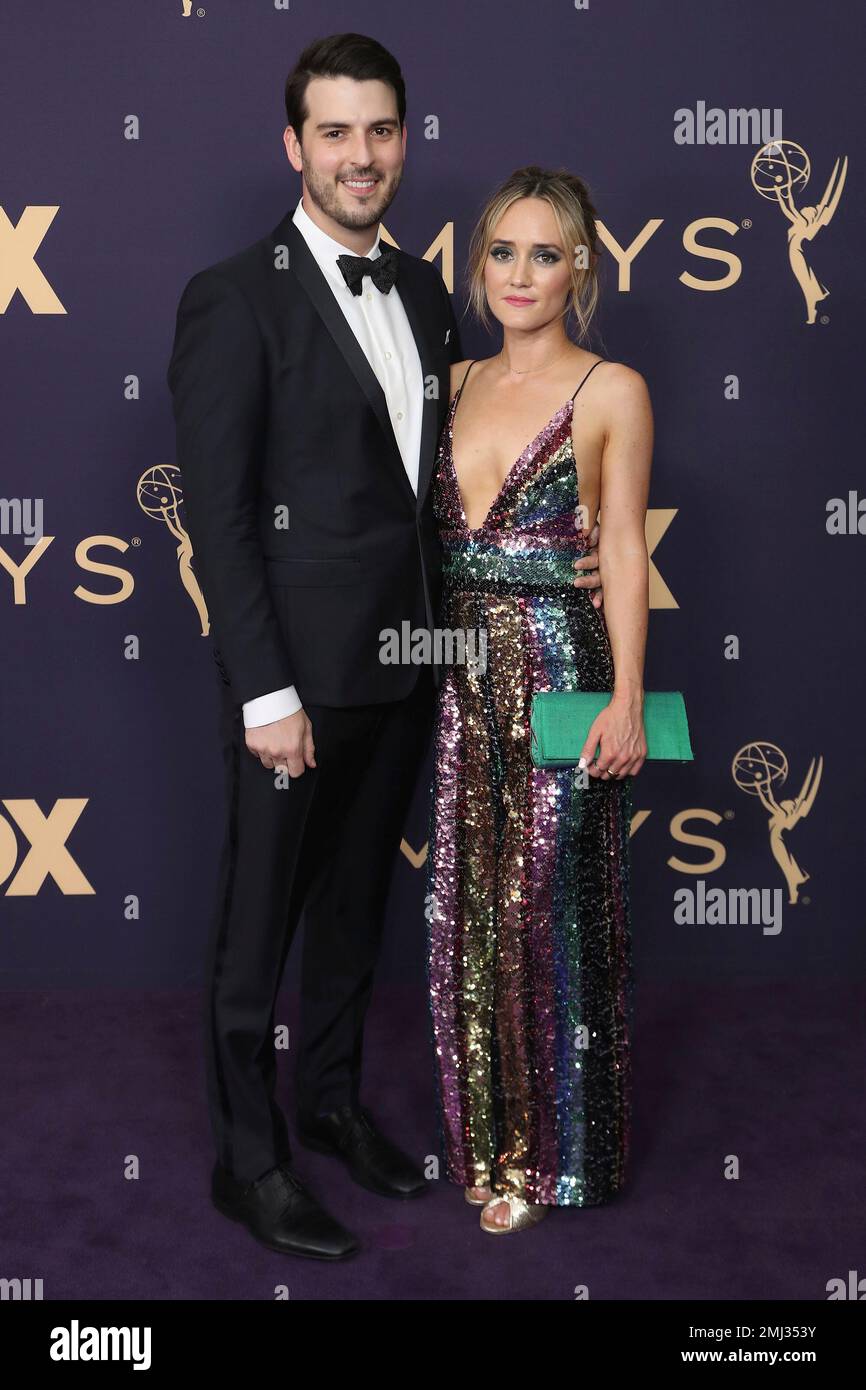 Isaac Aptaker, left, and Elizabeth Backup arrive at the 71st Primetime ...