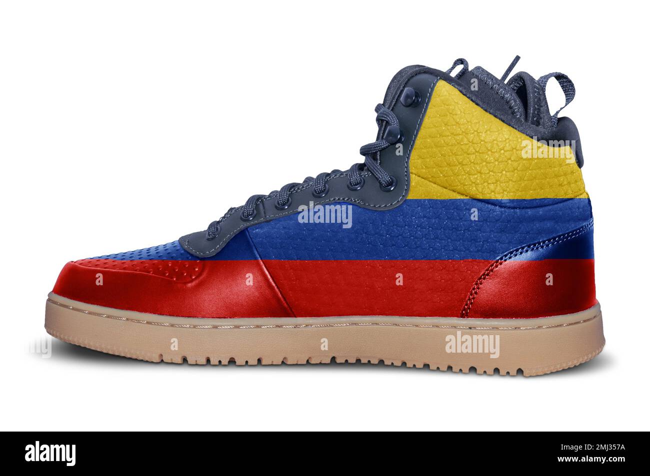 Fashion rubber snickers with flag of Columbia isolated on white ...