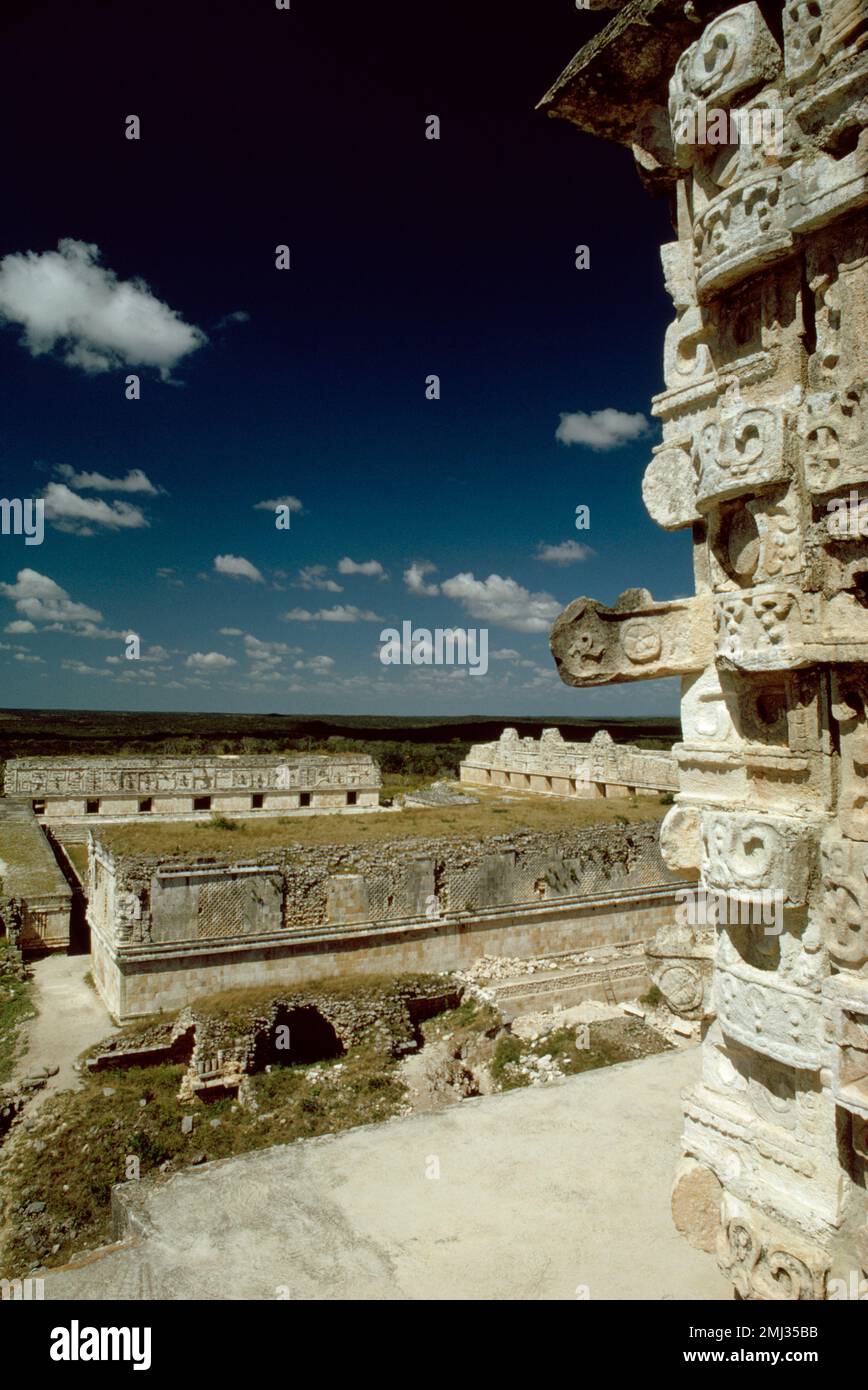 View of the Nuns' Quarters from atop the Pyramid of the Magician, Uxmal ...