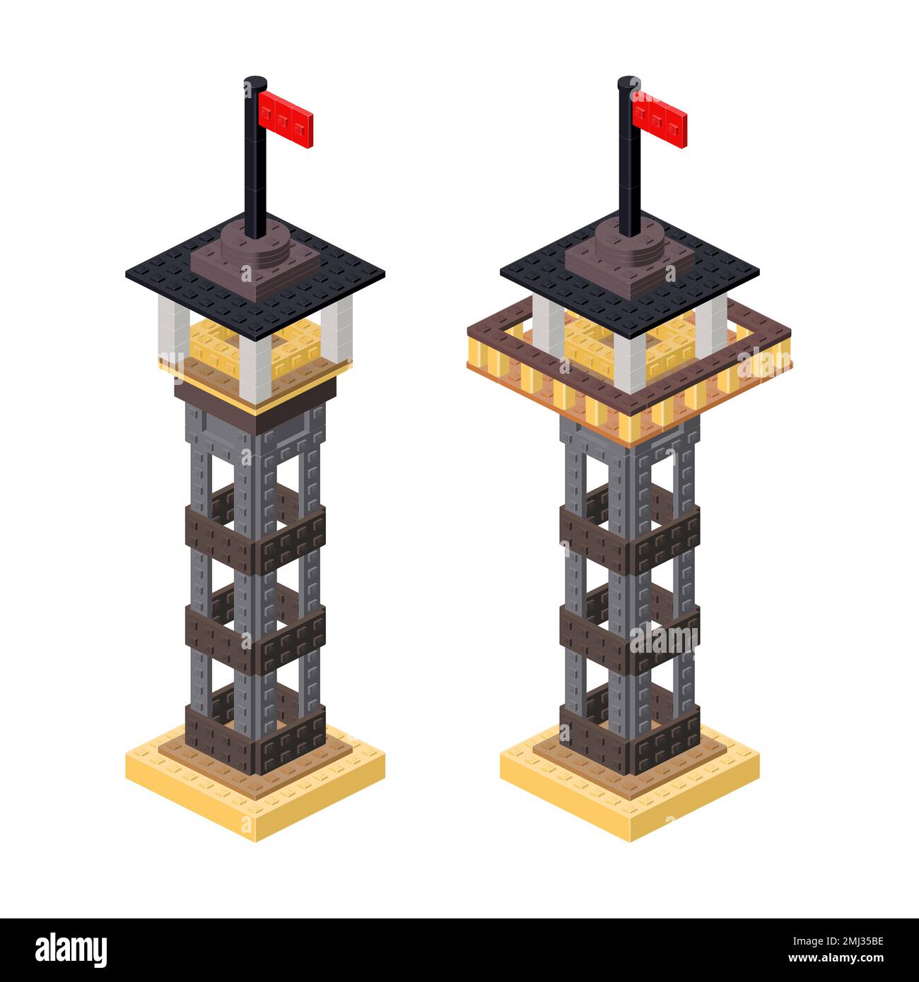 Set of observation towers in isometry. Vector illustration Stock Vector ...