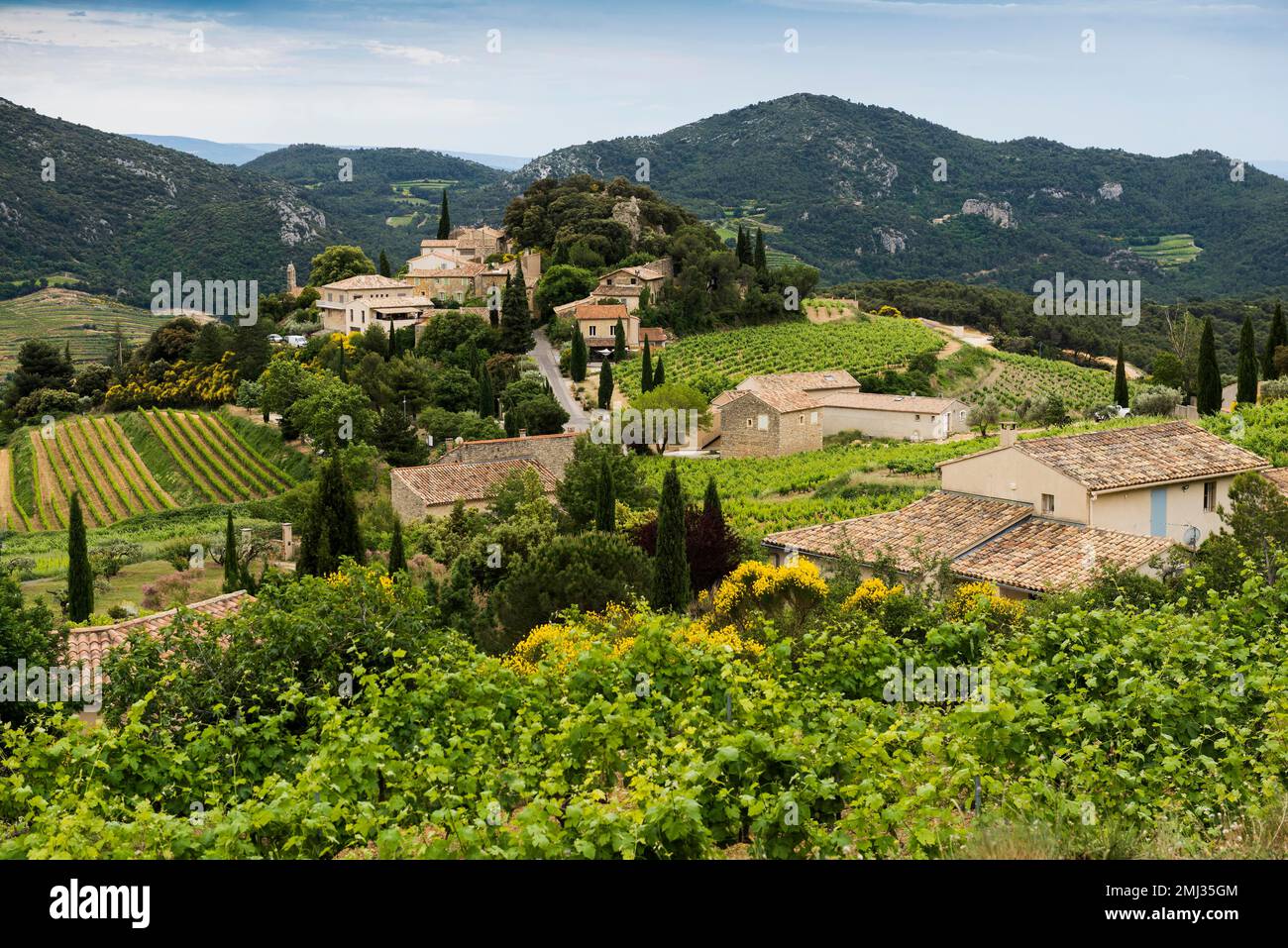 Picturesque mountain village and vineyards, Suzette, Dentelles de ...