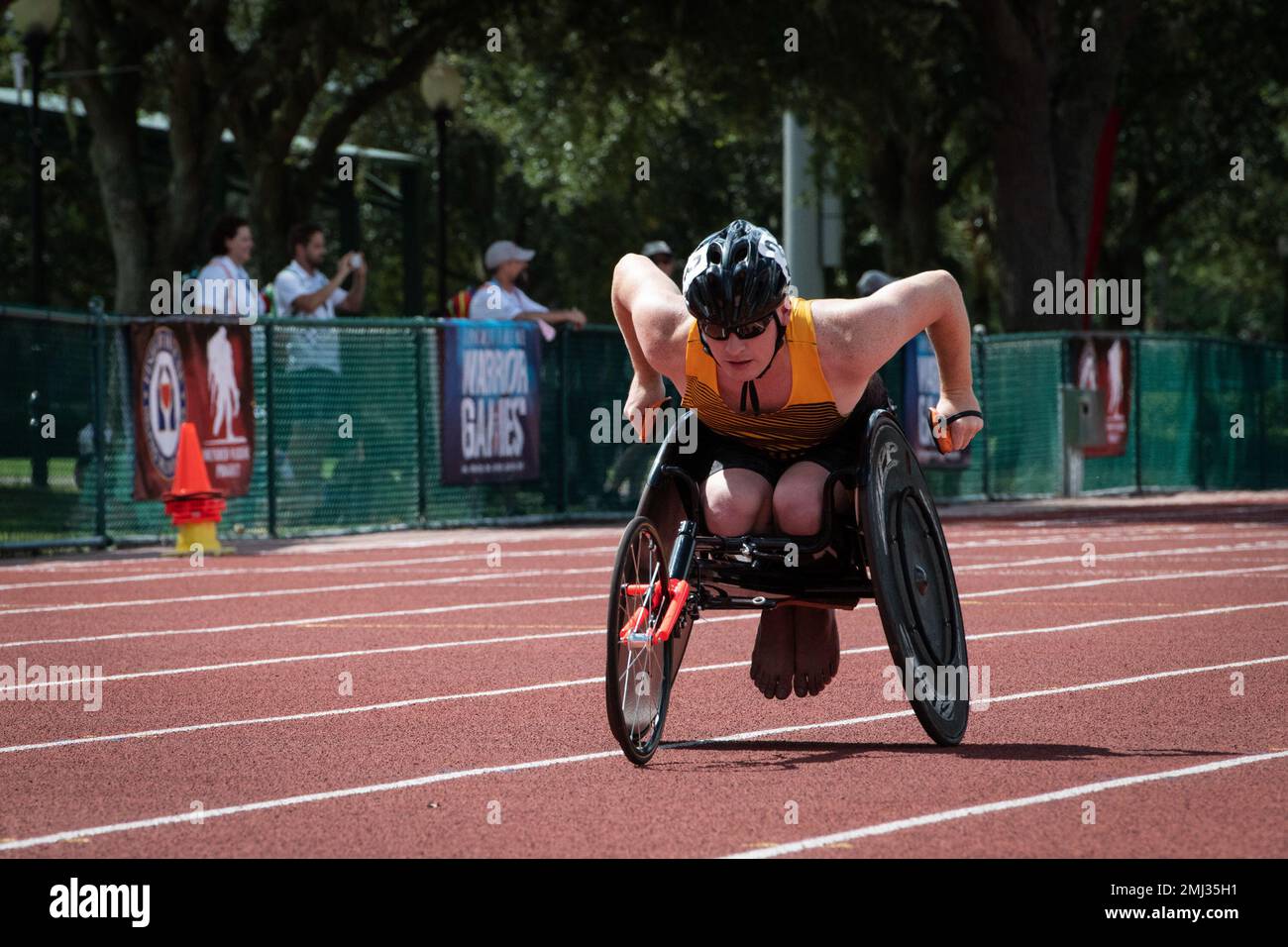 U.S. Army Staff Sgt. Jeffrey Peters cycles through the track ...