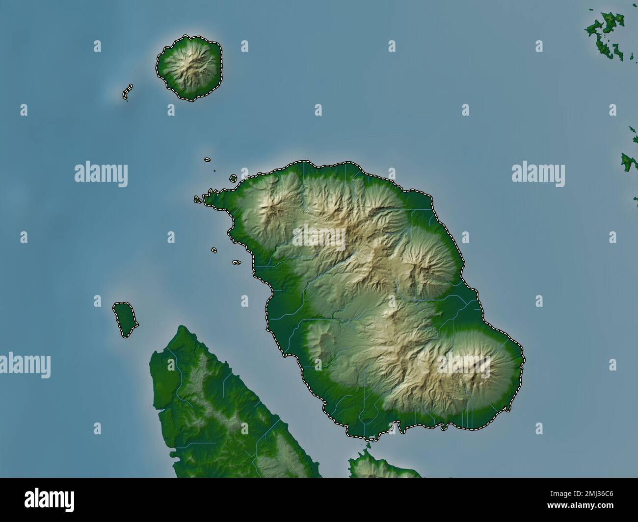 Biliran, province of Philippines. Colored elevation map with lakes and ...