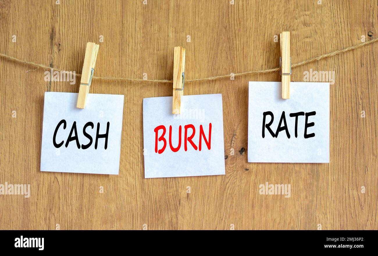 Cash burn rate symbol. Concept words Cash burn rate on white paper on ...