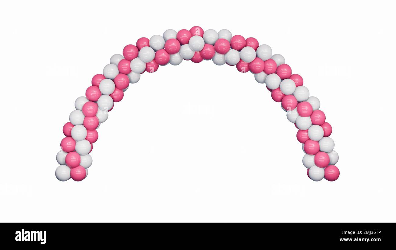 White and Pink Balloons in Shape of Arc, Gate or Portal. 3d Rendering ...
