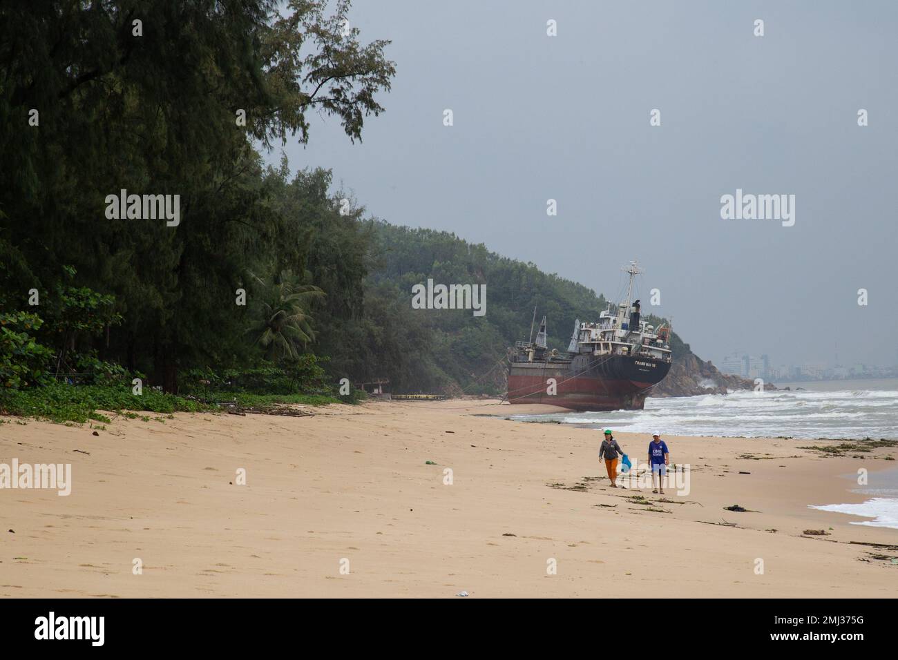 Ship Wreck - Ship Washed Ashore After Damaging Storm - Vietnam Stock ...