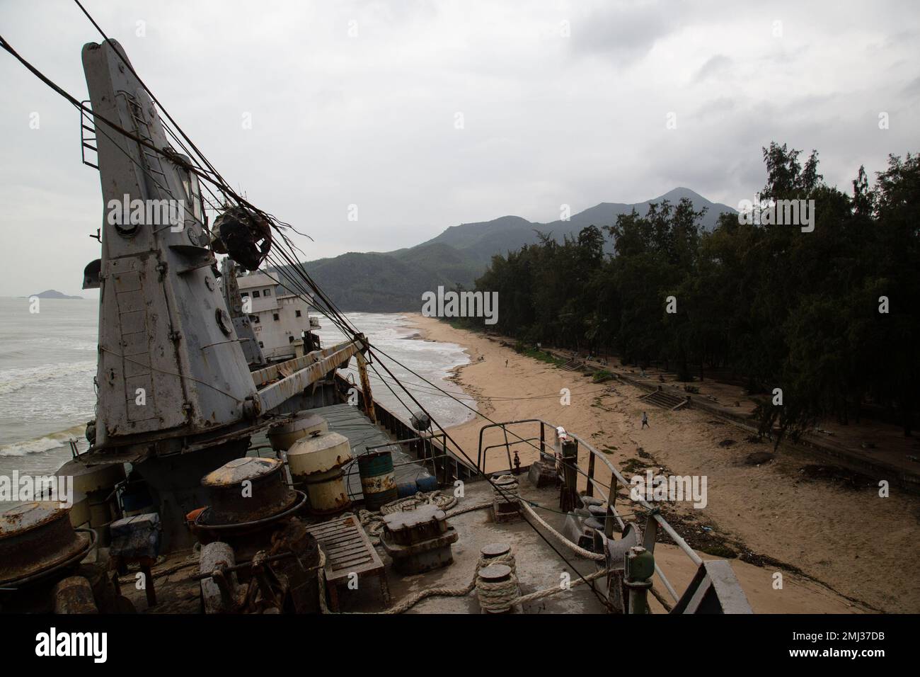 Ship Wreck - Ship Washed Ashore After Damaging Storm - Vietnam Stock ...