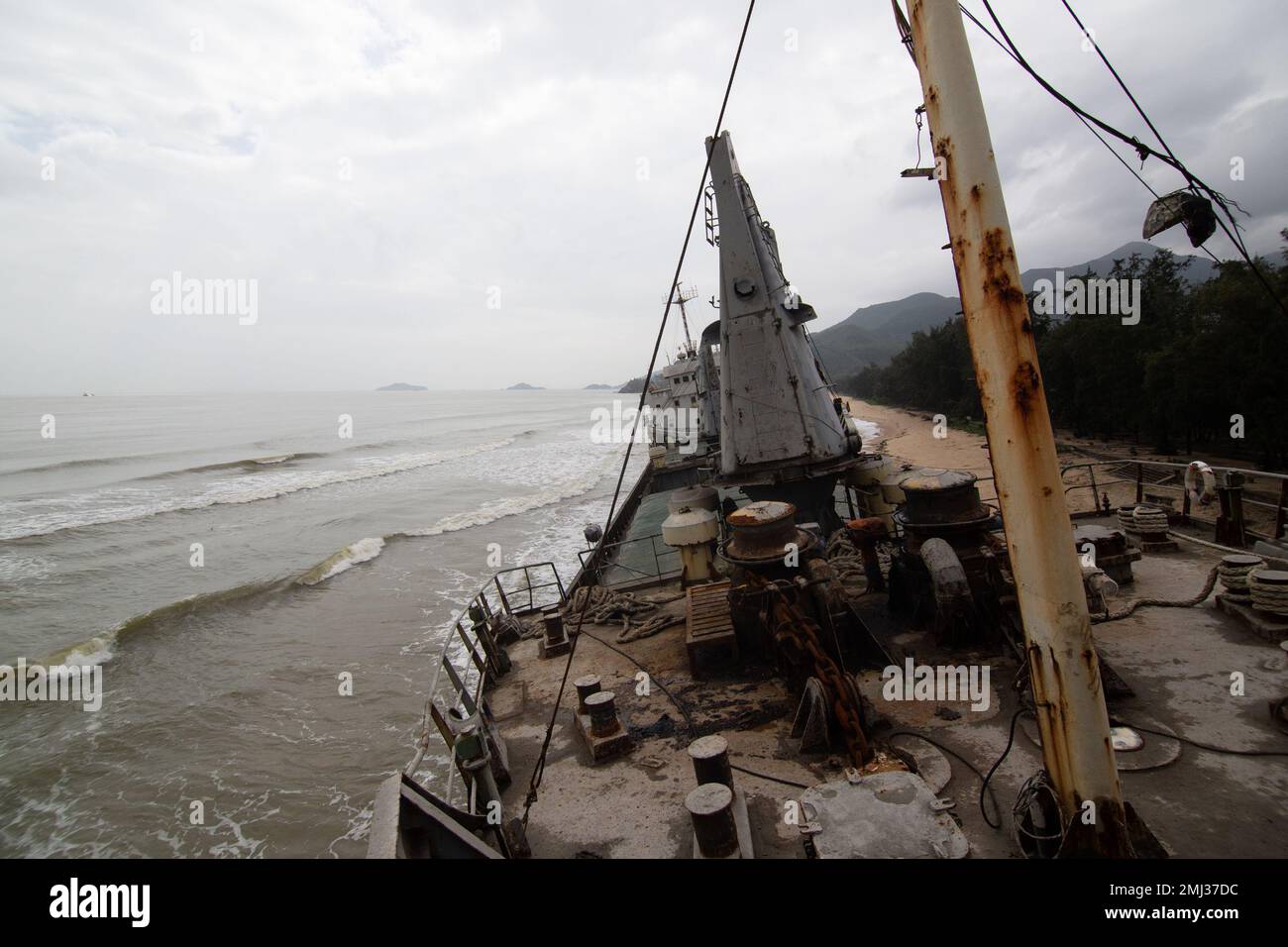 Ship Wreck - Ship Washed Ashore After Damaging Storm - Vietnam Stock ...